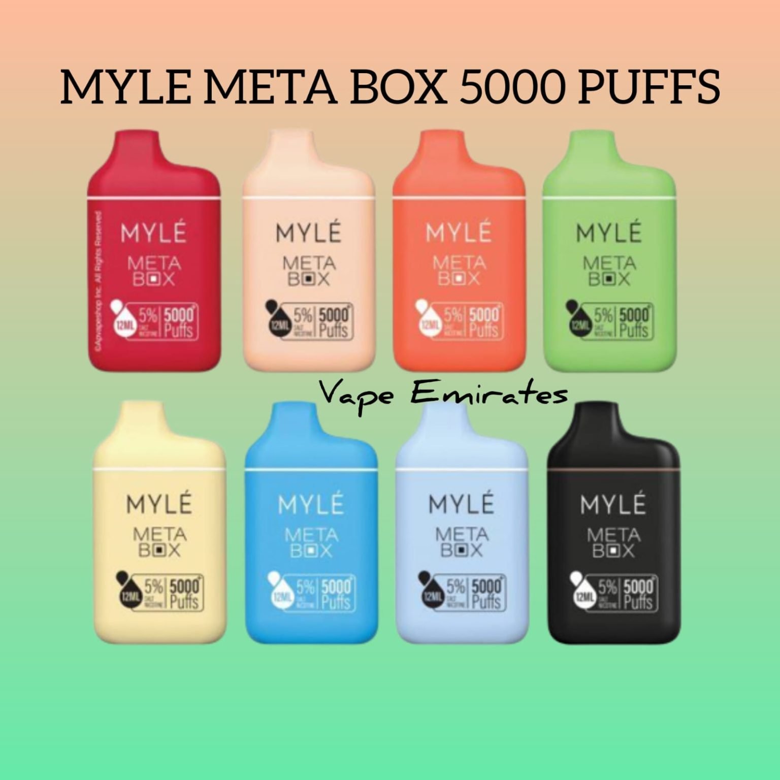 Myle Meta Box 5000 Puffs, Type-C, 12 ml, Available With Vape Emirates.