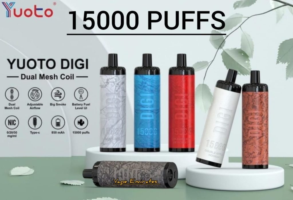 YUOTO Digi 15000 Puffs Disposable Vape, Battery Fuel Level UI,