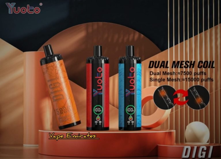YUOTO Digi 15000 Puffs Disposable Vape, Battery Fuel Level UI,