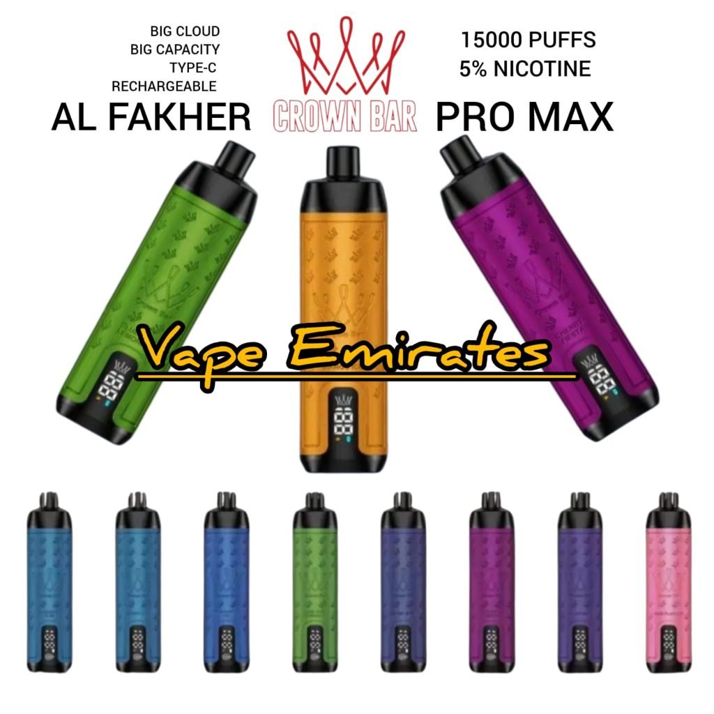Crown Bar 15000 Puffs Disposable Vape, DTL Vape Led Display, Type-C.
